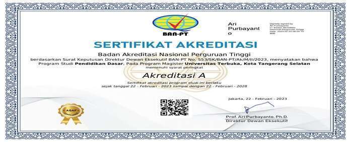 Kembali, UT Memperoleh Gelar Akreditasi A Bagi Program Magister Pendidikan Dasar – Universitas ...