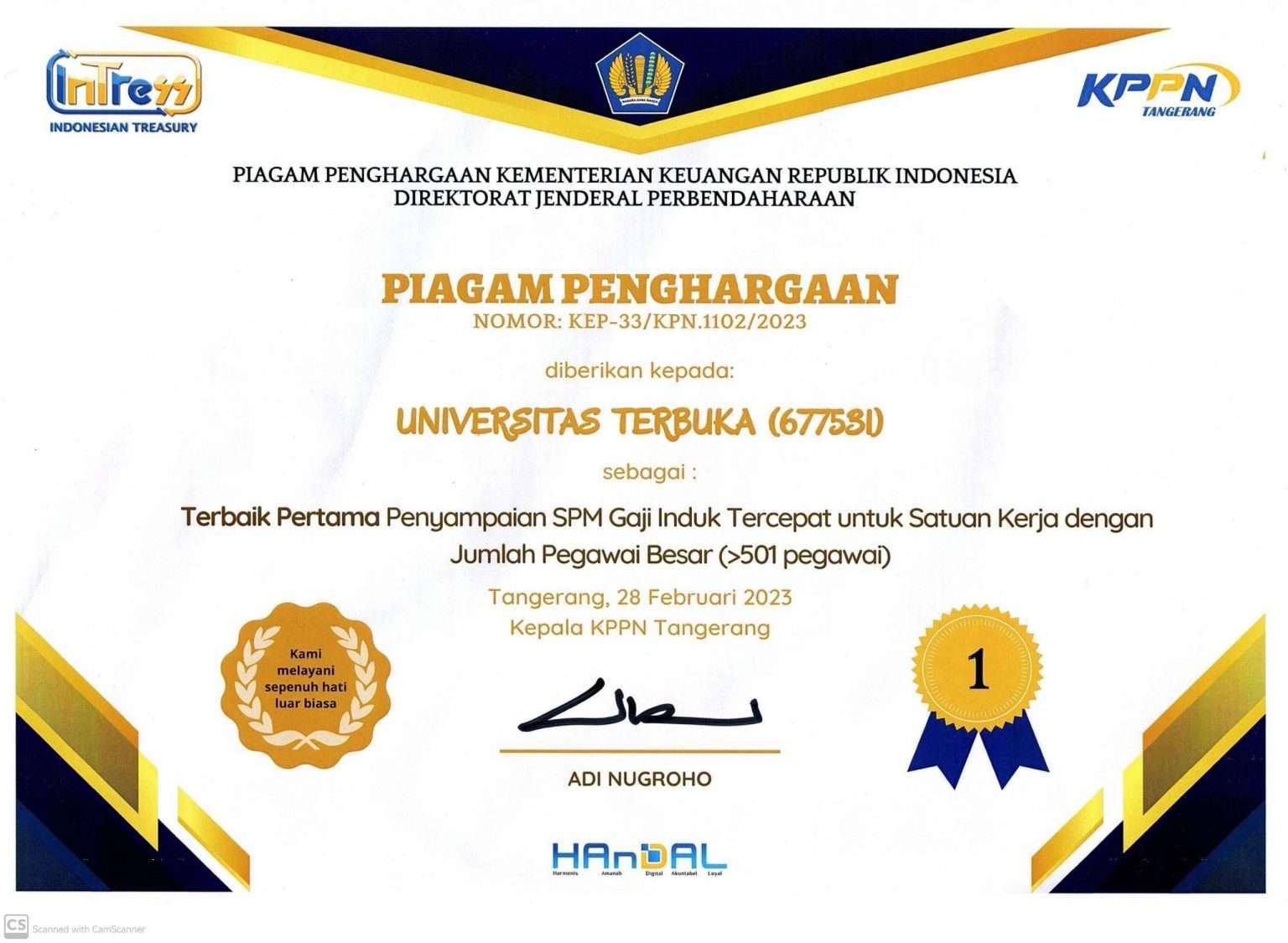 Raih Penghargaan, UT Konsisten pada Pengelolaan Keuangan Terbaik ...