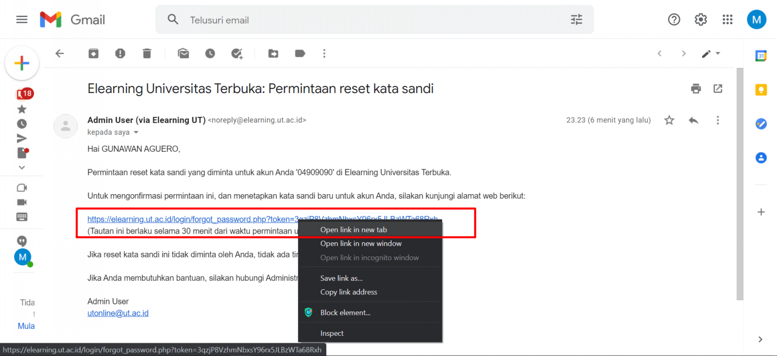 Panduan Reset Password Elearning Melalui Email & Form Setujui Tuton – Universitas Terbuka