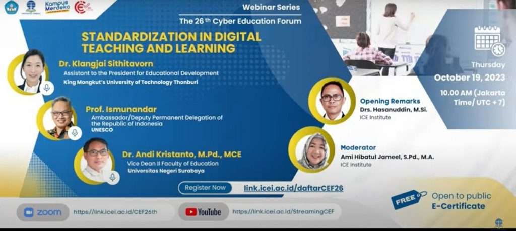 The 26th CEF: “Standardization in Digital Teaching and Learning ...